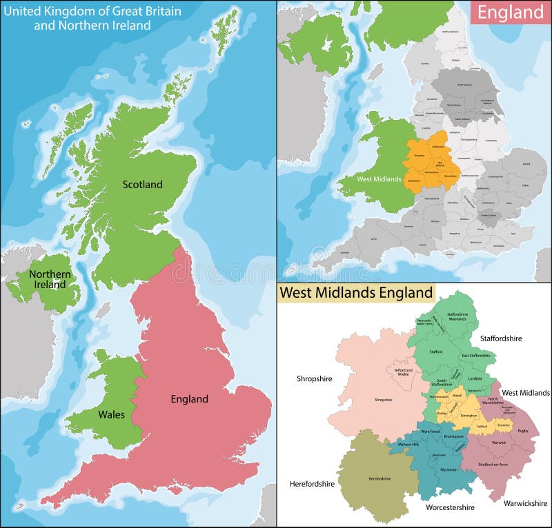 Map of West Midlands England Stock Vector - Illustration of dudley ...