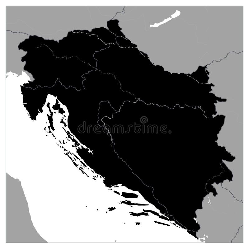 Map of the Western Balkans Black Map. No Text Stock Vector ...