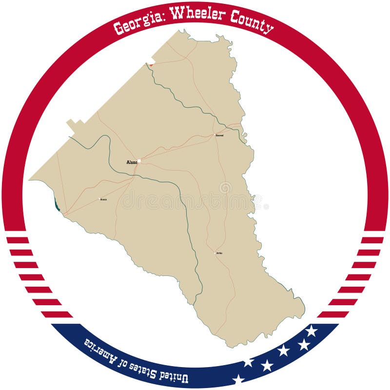 Map of Wheeler County in Georgia, USA Stock Vector - Illustration of ...