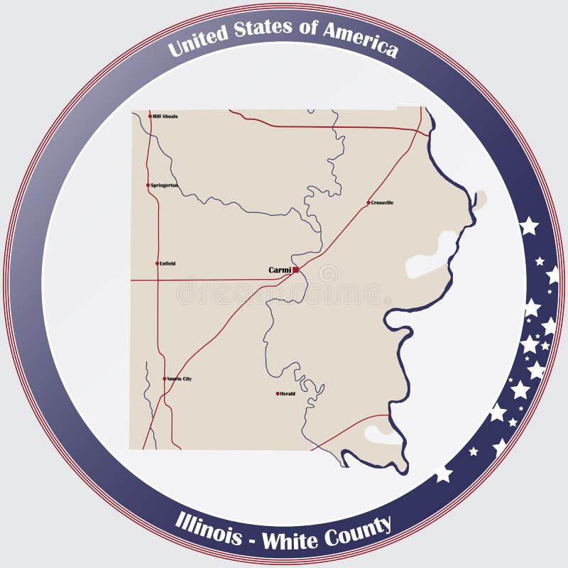 Map of White County in Illinois Stock Vector - Illustration of cities ...