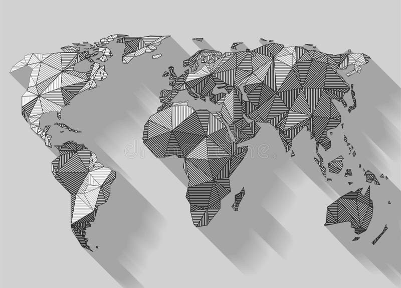 Vector Low Poly Style Line Art Earth Map Design. Stock Vector ...