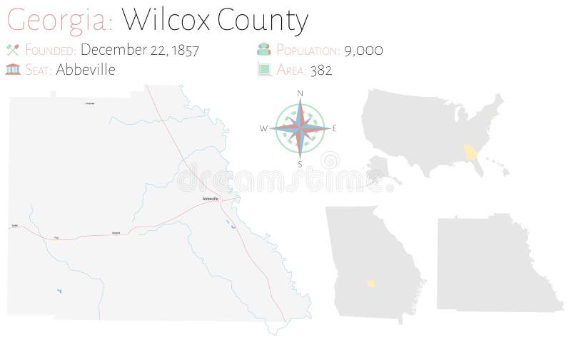 Map of Wilcox County in Georgia Stock Vector - Illustration of ...