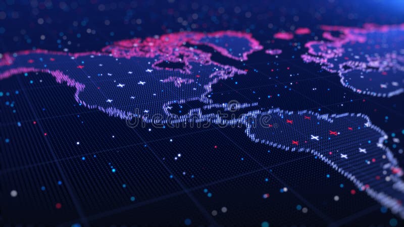 Map Wireframe with a Location Mark Technology Digital Abstract ...