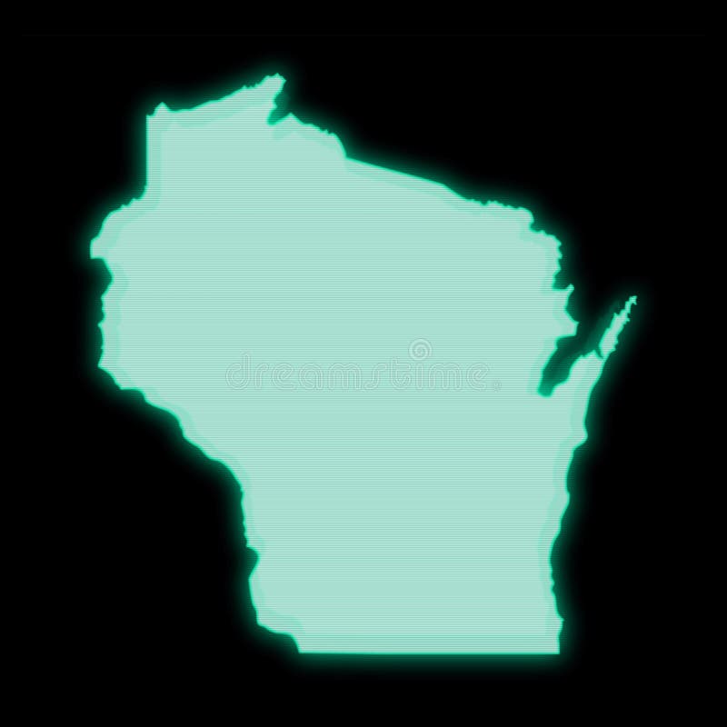 Map of Wisconsin, Old Green Computer Terminal Screen Stock Photo ...