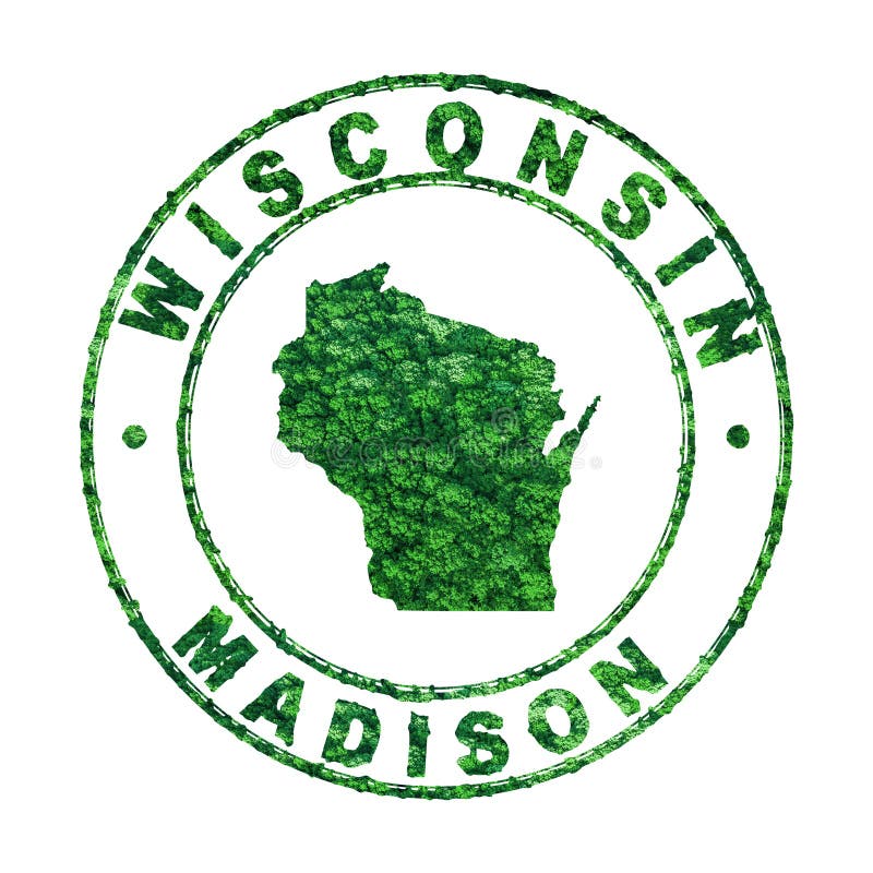 Map of Wisconsin, Postal Stamp, Sustainable Development, CO2 Emission ...