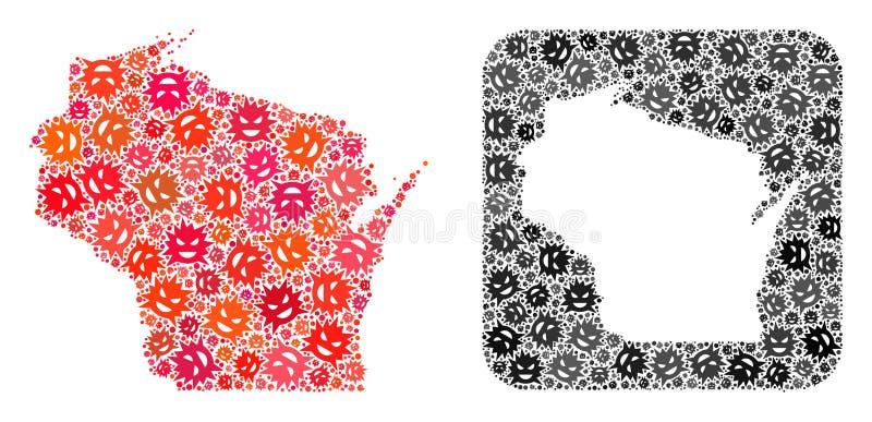Map of Wisconsin State - Flu Virus Mosaic with Empty Space Stock Vector ...