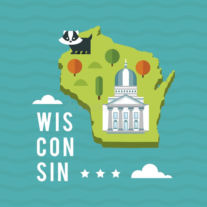 Map of Wisconsin State. Vector Illustration Decorative Design Stock ...