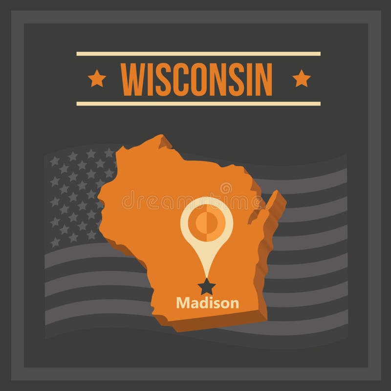 Map of Wisconsin State. Vector Illustration Decorative Design Stock ...