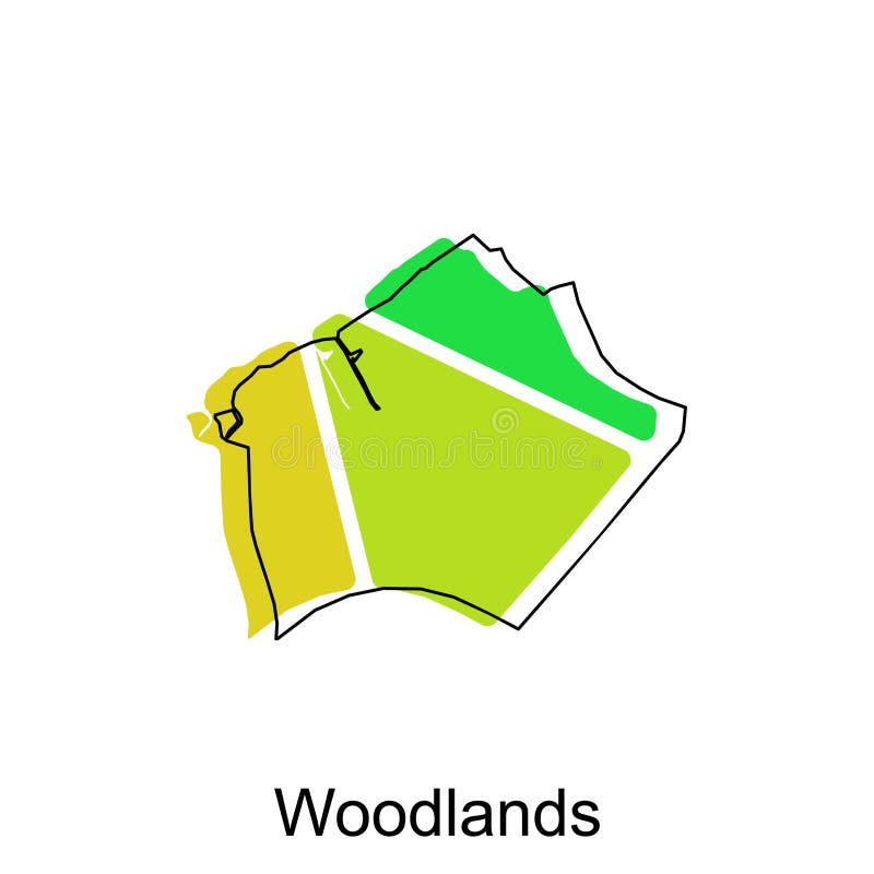 Map of Woodlands Vector Design Template, National Borders and Important ...