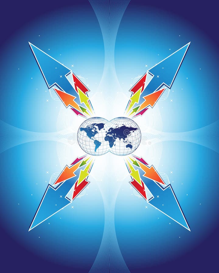 Map of the World and Arrows Stock Vector - Illustration of creative ...