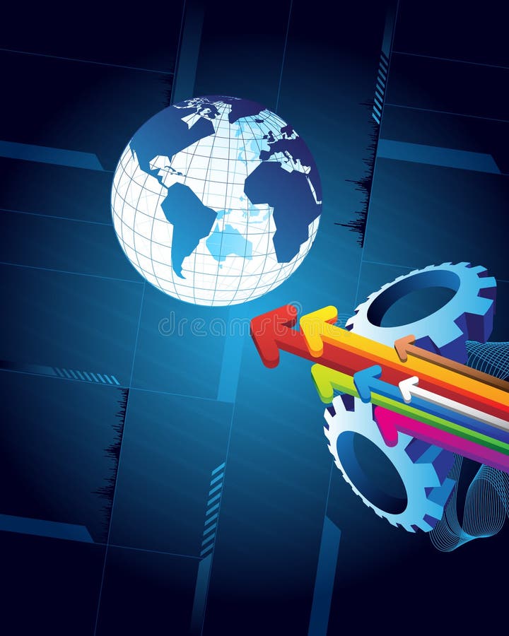 Map of the World with Arrows Stock Vector - Illustration of technology ...