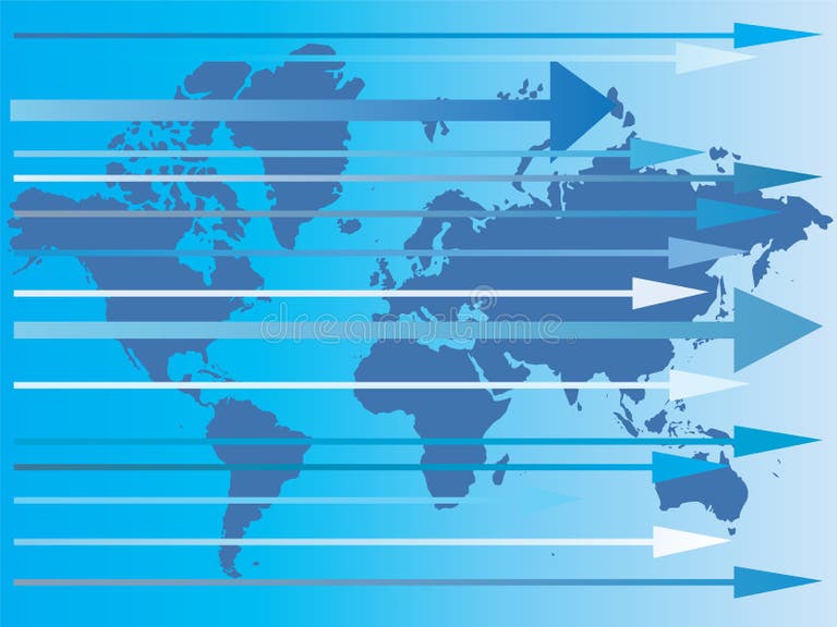 Map of the World and Arrows in Stock Vector - Illustration of global ...