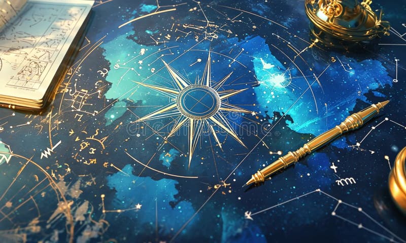 A Map of the World with a Compass on it. a Pen is on the Map. the Pen ...