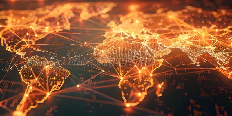 Map of the World, Concept of Global Network Connection and Data Sharing ...