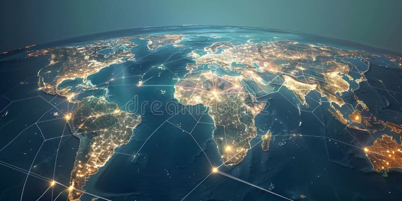 Map of the World, Concept of Global Network Connection and Data Sharing ...