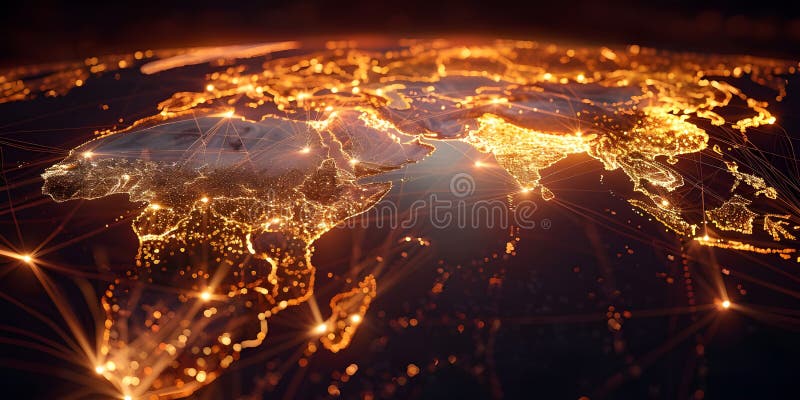 Map of the World, Concept of Global Network Connection and Data Sharing ...