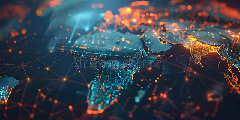 Map of the World, Concept of Global Network Connection and Data Sharing ...