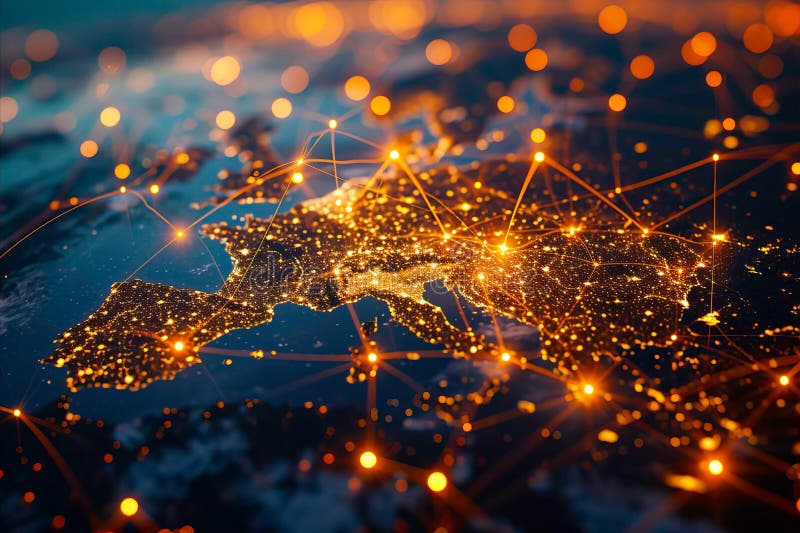 A Map of the World with Connection Lines. Stock Photo - Image of ...