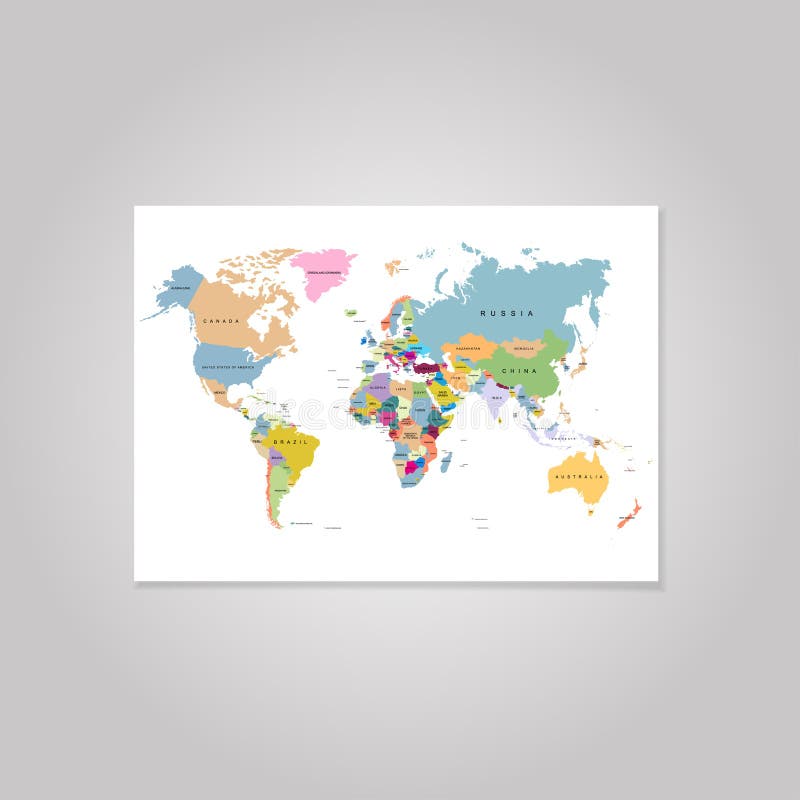 Map of the World with Countries on a White Background Stock Vector ...