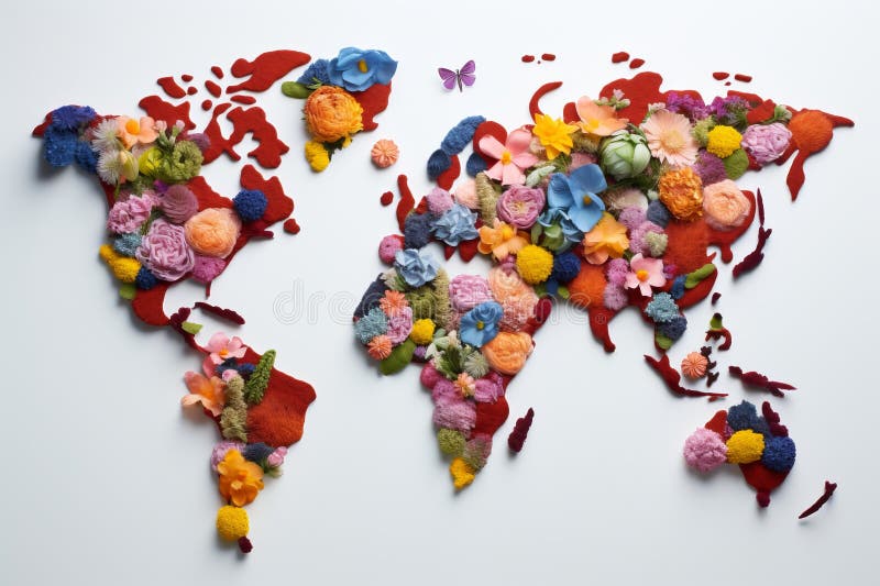 Map of the World Covered in Flowers Stock Illustration - Illustration ...