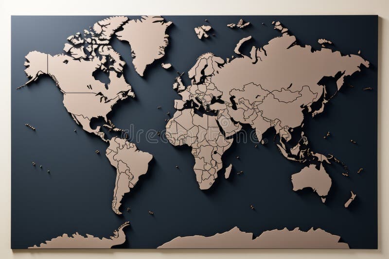 Map of the World Created with Generative AI Technology Stock ...