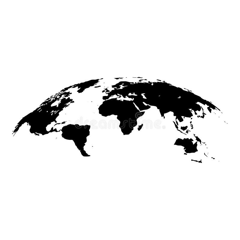 Map of World 3d Effect Surface Icon Black Color Illustration Flat Style ...