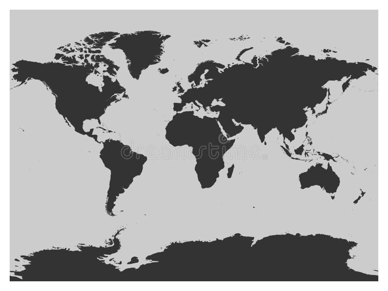 Map of World Dark Grey Vector Silhouette. High Detailed Map on Light ...