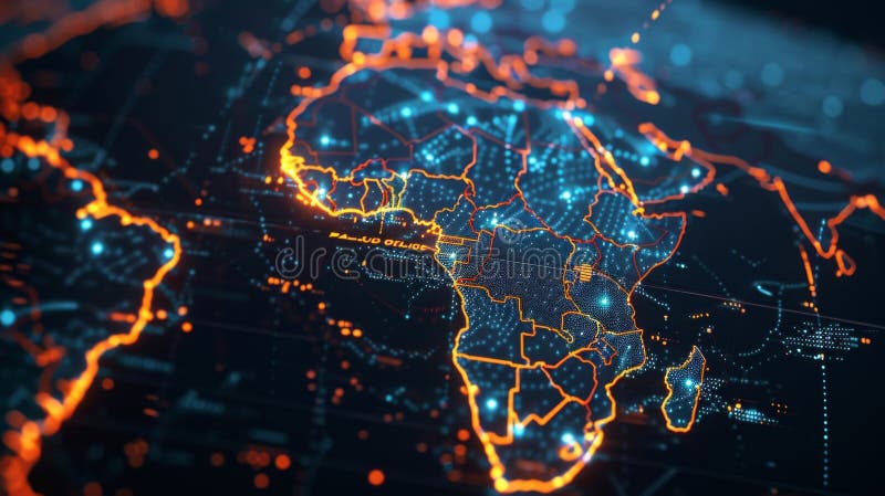 A Map of the World Displayed in Contrasting Colors of Blue and Orange ...