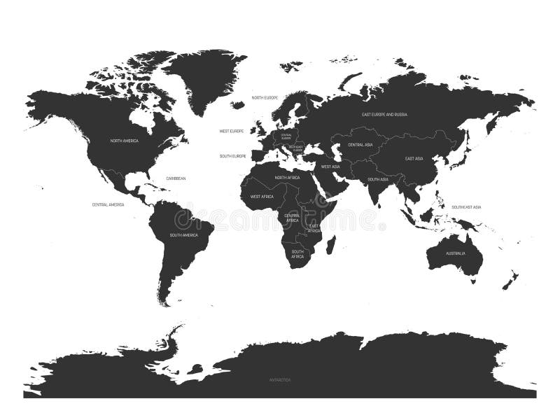 Map of World Divided into Regions. Simple Flat Vector Illustration ...