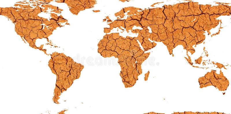 Map of the World Dry and Cracked from Global Warming- Original Image of ...