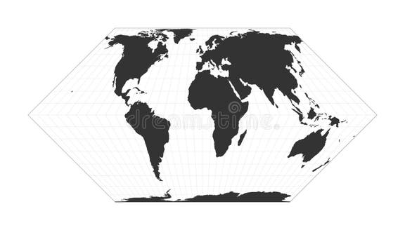 Map of the World. Eckert II Projection Stock Vector - Illustration of ...