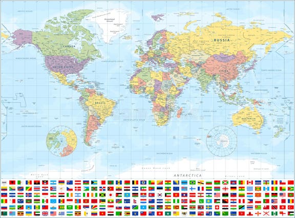 World Map and Flags - Highly Detailed Vector Illustration Stock Vector ...