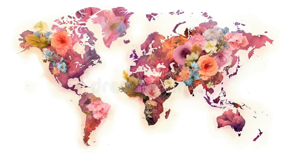 Silhouette World Map Flowers Stock Photos - Free & Royalty-Free Stock ...