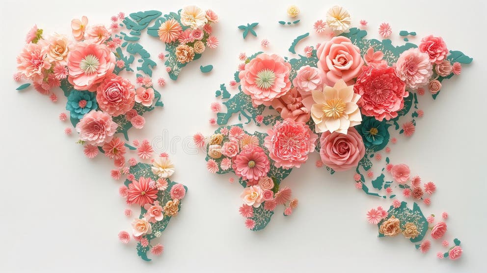 Silhouette World Map Flowers Stock Photos - Free & Royalty-Free Stock ...