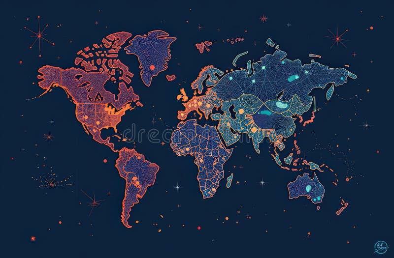 Map of the World in the Form of Neuro Stock Photo - Image of connection ...