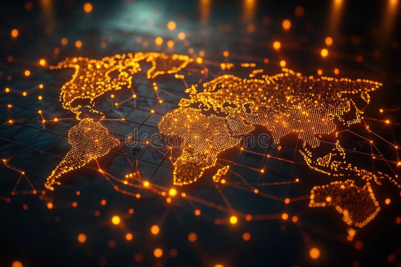 A Map of the World with Glowing Dots Representing Different Locations ...