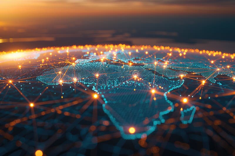 A Map of the World with Glowing Lines Representing Global Connections ...