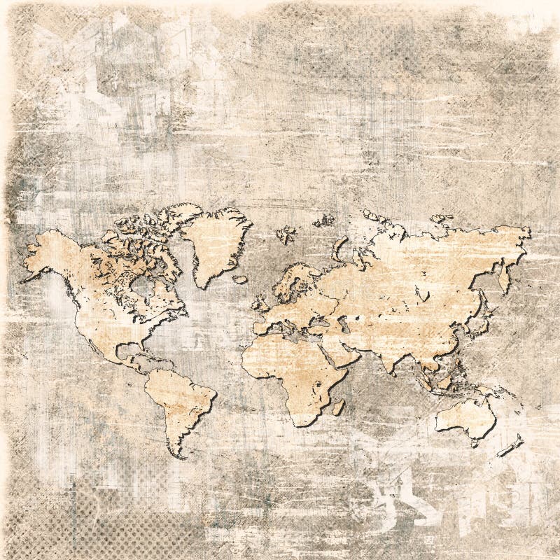 Grunge map of the world stock illustration. Illustration of outline ...