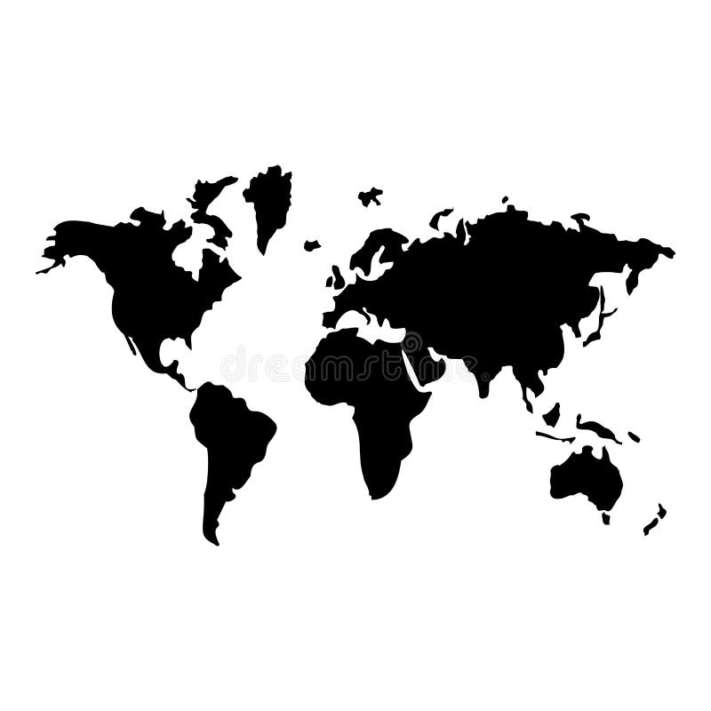 Map World Icon Black Color Vector Illustration Flat Style Image Stock ...