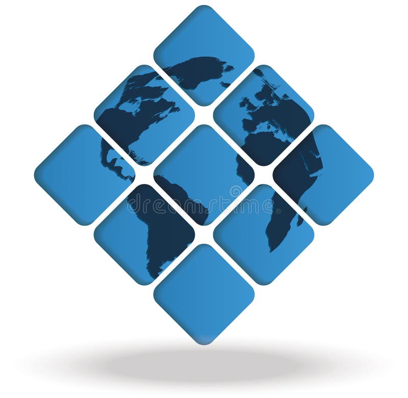 Map of World Inside Nine Squares Stock Vector - Illustration of back ...