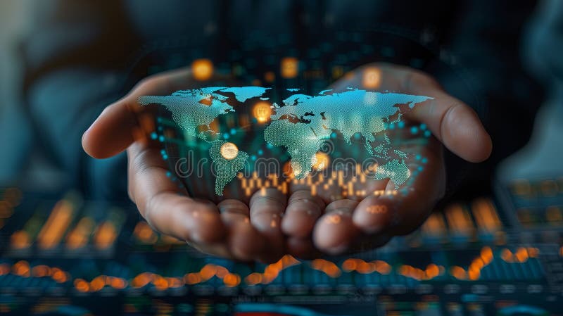 Map of the World Levitating Above the Palms Stock Illustration ...