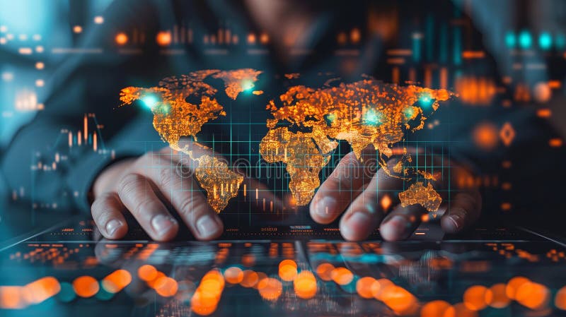 Map of the World Levitating Above the Palms Stock Illustration ...