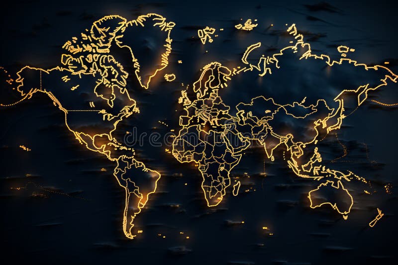 Map of the World with Lights on it S Sides. Generative AI Stock ...