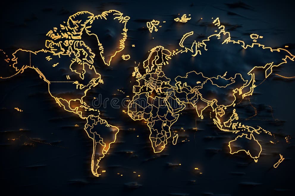 Map of the World with Lights on it S Sides. Generative AI Stock ...