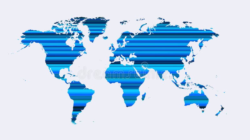 Blue Bars with Map of the World Over White Background Stock ...