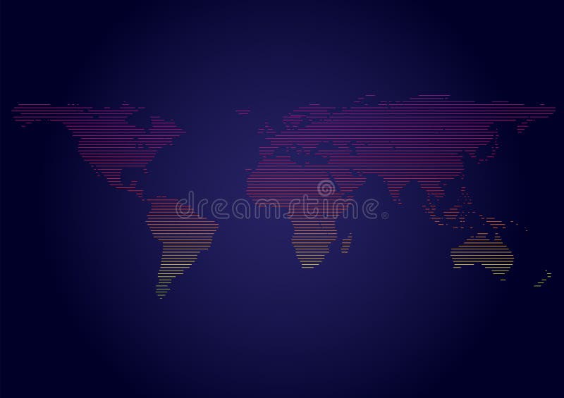 Map of World with Line and Spectrum Gradient Stock Illustration ...
