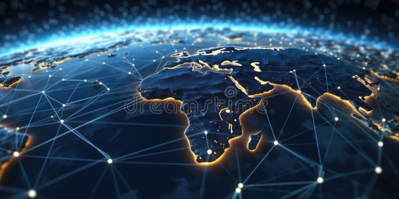 A Map of the World with Lines and Dots. Suitable for Illustrating ...