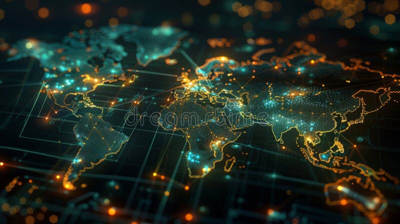 A Map of the World Lit Up with Glowing Lights, Showcasing Cities and ...