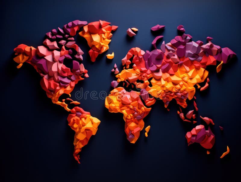 A Map of the World Made of Broken Pieces Stock Illustration ...