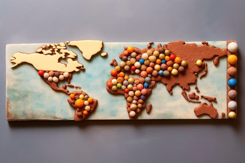 A Map of the World Made of Cookies Stock Illustration - Illustration of ...